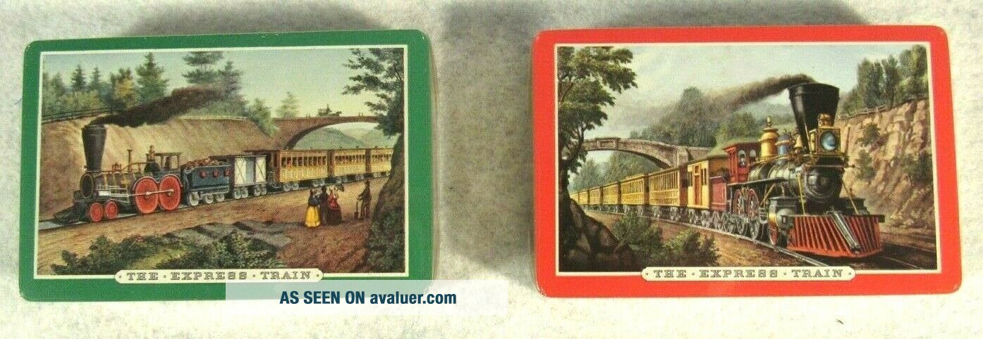 The Express Train Playing Cards Collector Railroad Double Deck Box Vtg ...