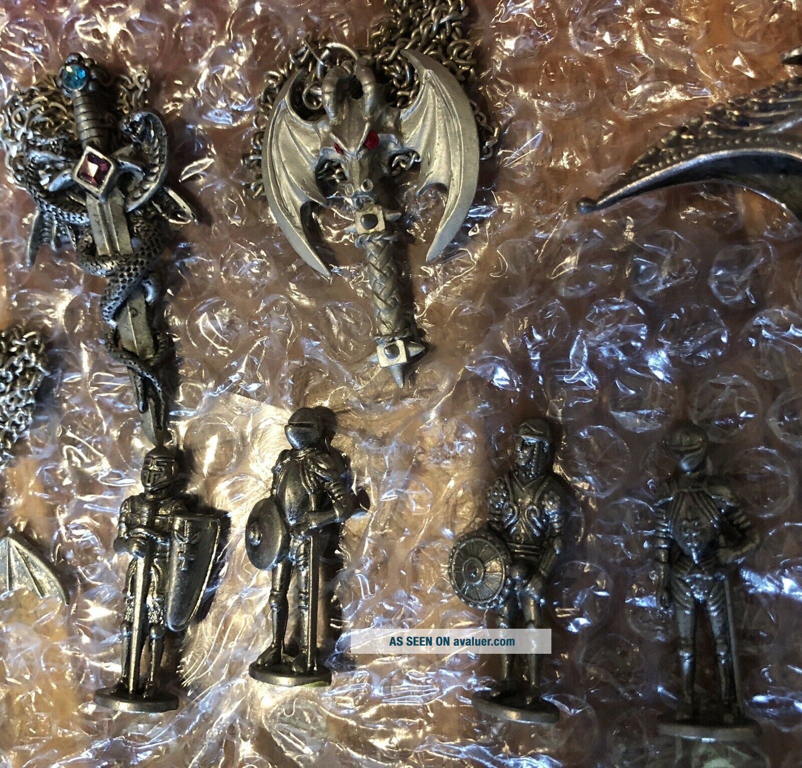 Pewter Fantasy Figurines Jewelry Dragon Soldier Minis Wizard Dungeons ...
