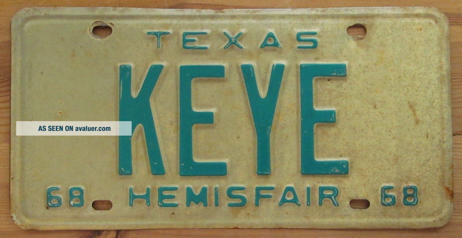 Texas 1968 VANITY License Plate KEYE | #4574895