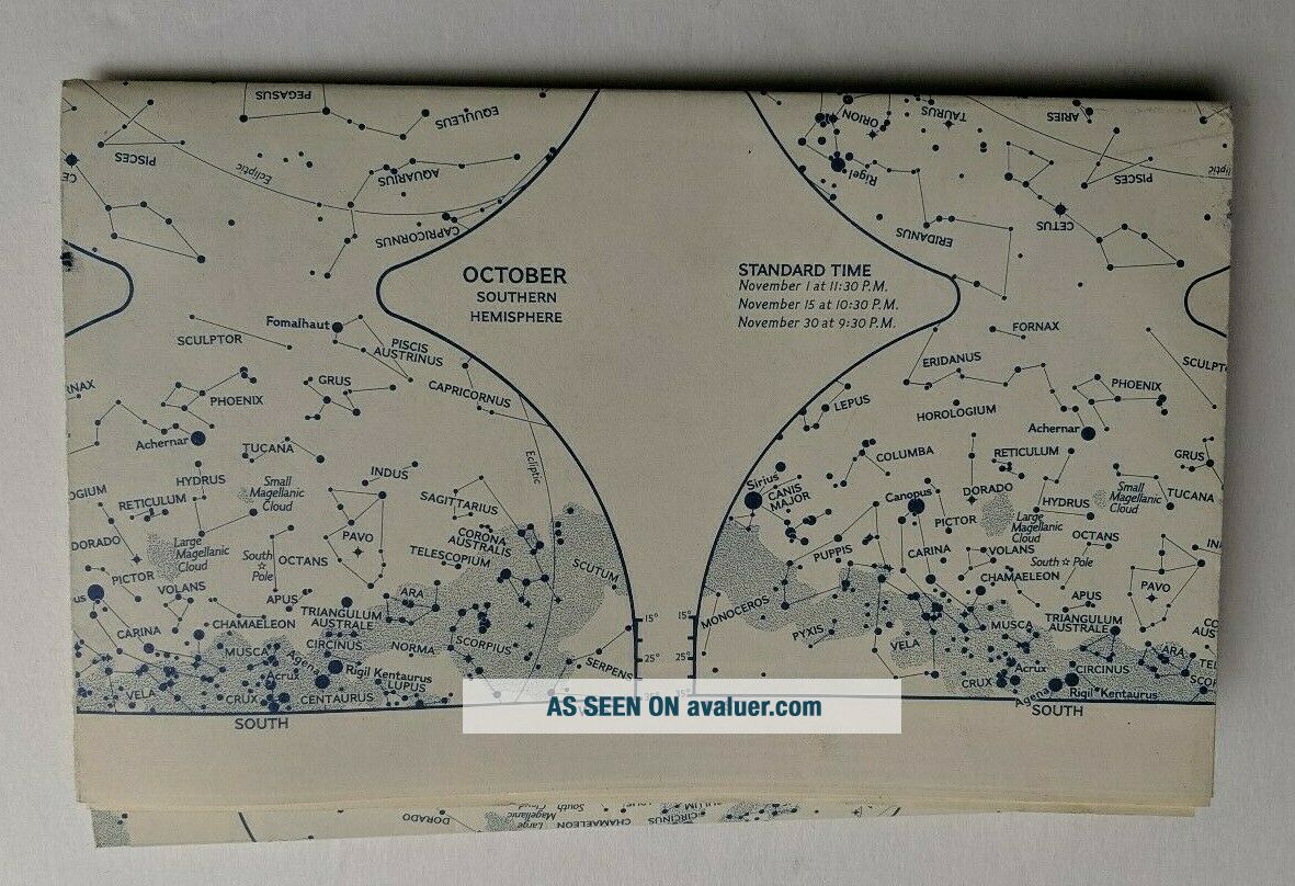 1957 CELESTIAL NATIONAL GEOGRAPHIC MAP OF HEAVENS STARS PLANETS ...