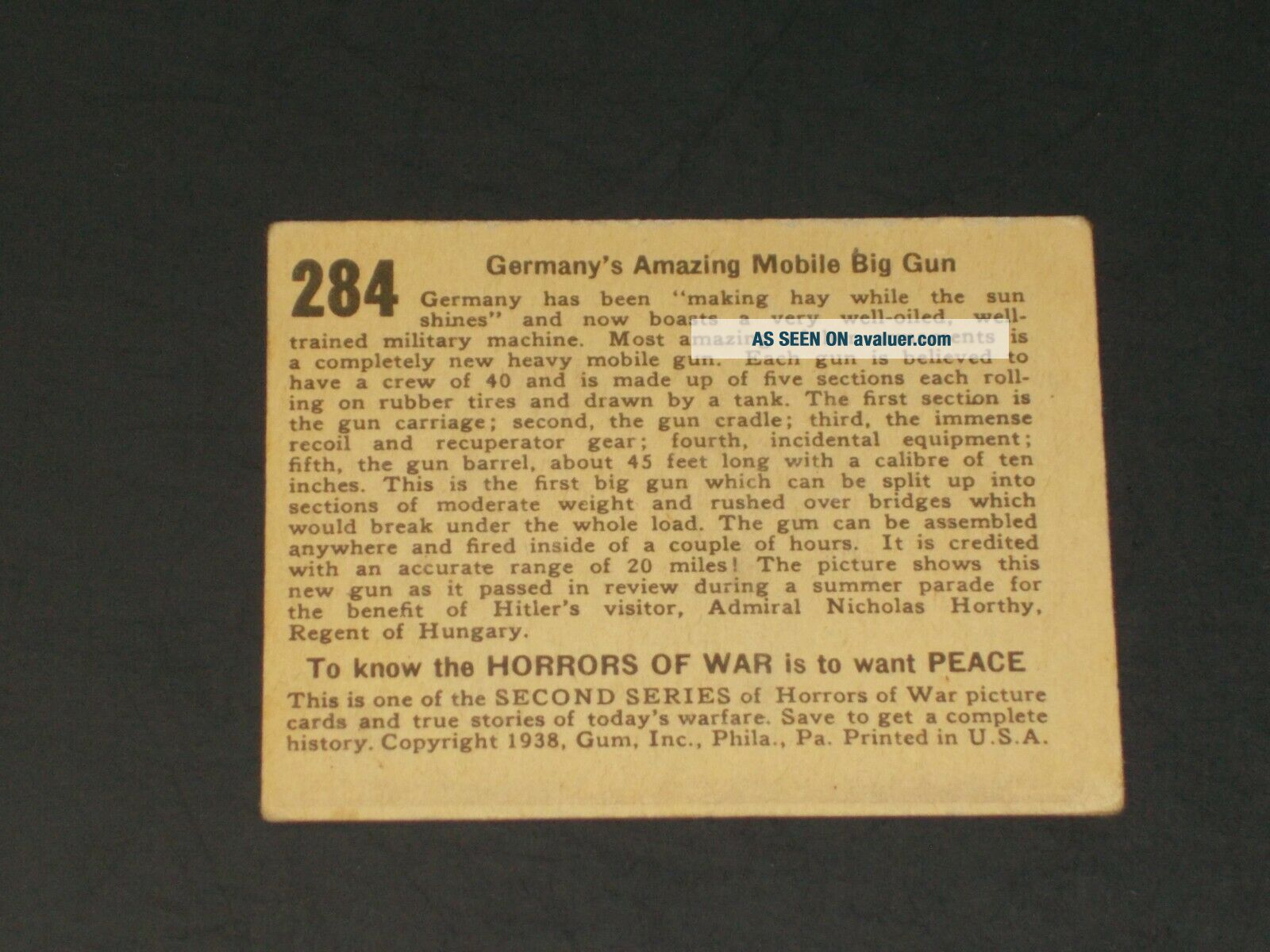 Horrors Of War, Gum Inc (R69) 284, CARD HIGH NUMBER | #4582063