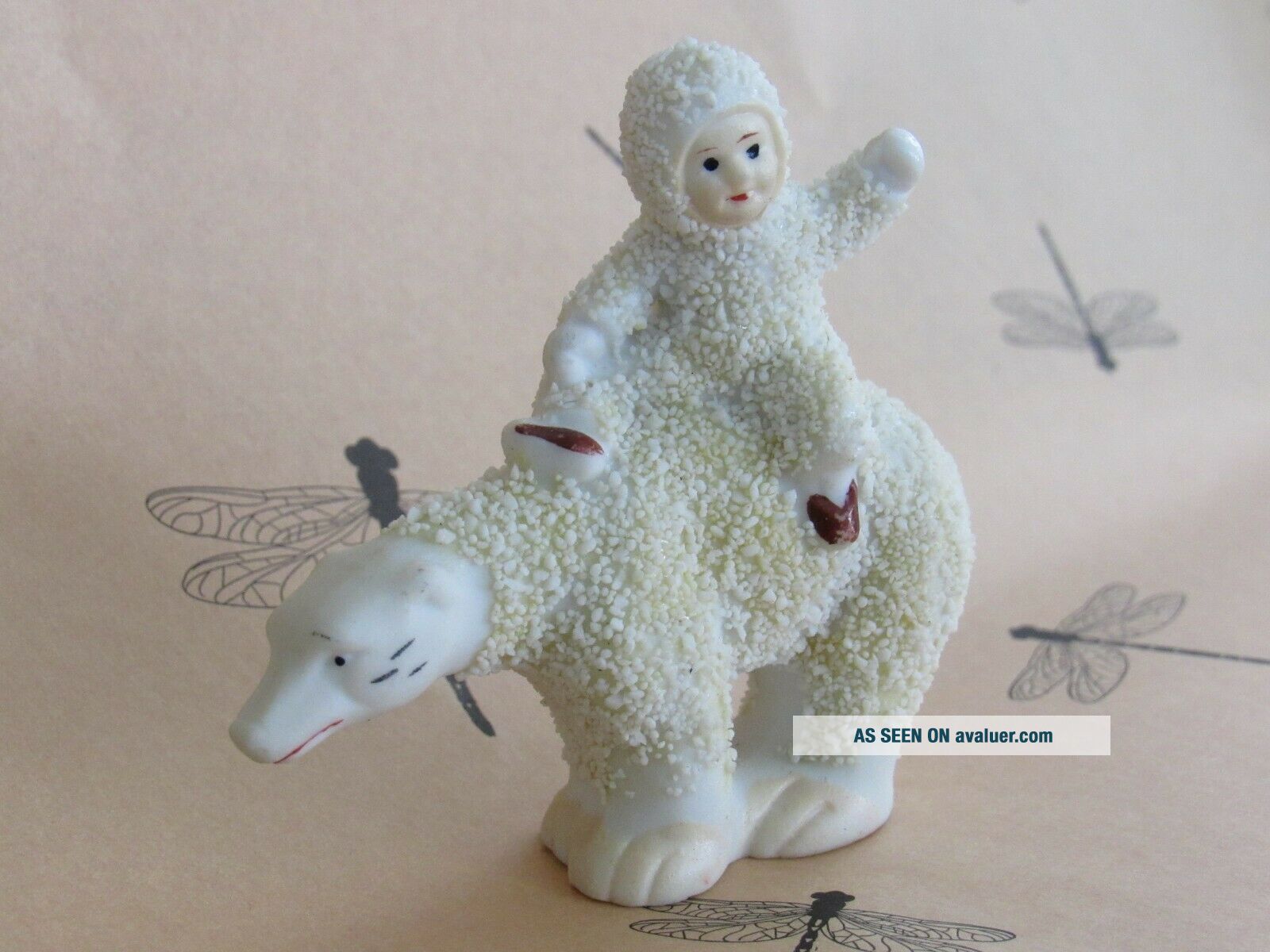 Antique Bisque Snow Baby On A Polar Bear Vintage Unmarked | #4696300