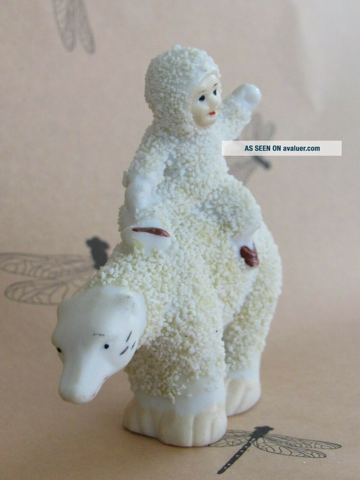 Antique Bisque Snow Baby On A Polar Bear Vintage Unmarked | #4696300