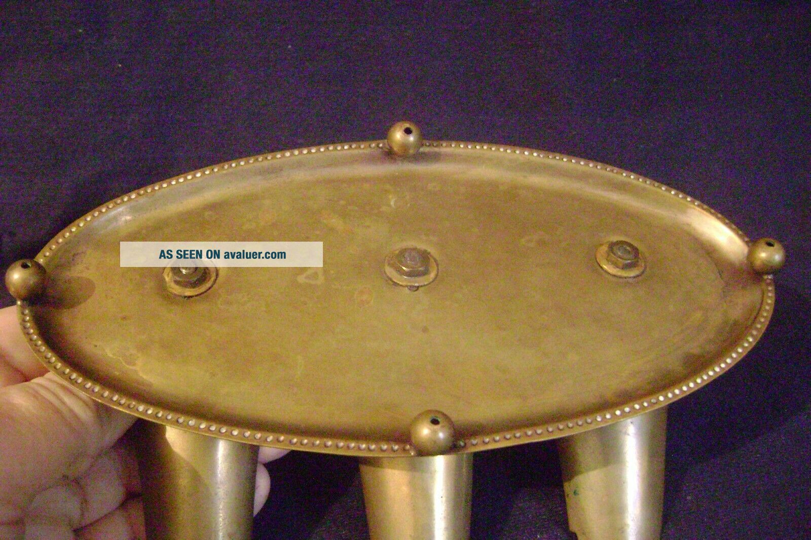 VINTAGE BRASS TRIPLE PIPE HOLDER | #4632878