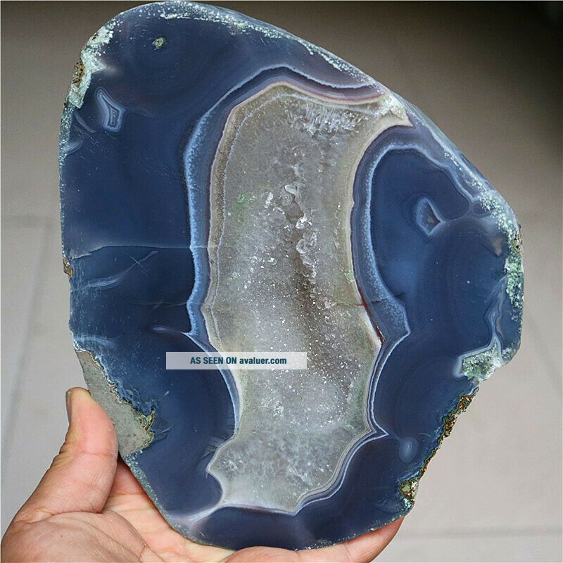 830G BRAZILIAN Agate Slice With Crystal Geode Center Polished Both ...
