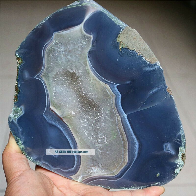 830G BRAZILIAN Agate Slice With Crystal Geode Center Polished Both ...