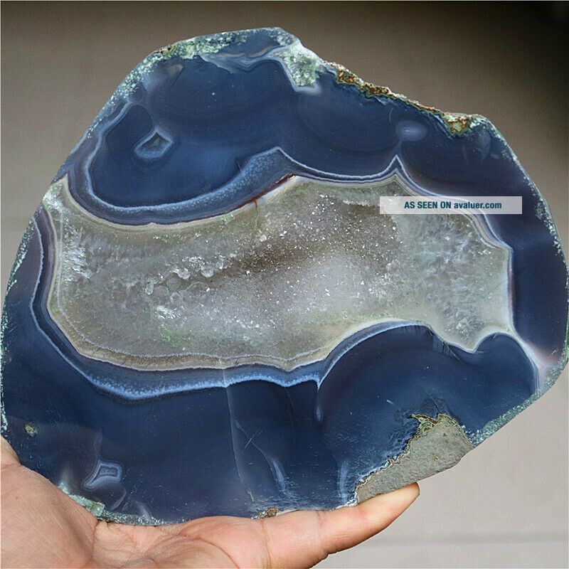 830G BRAZILIAN Agate Slice With Crystal Geode Center Polished Both ...