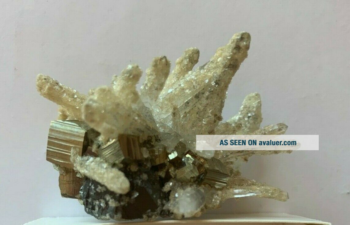 Unique Specimen Of Mixed - Coated Quartz Crystals And Pyrite Cubes And ...