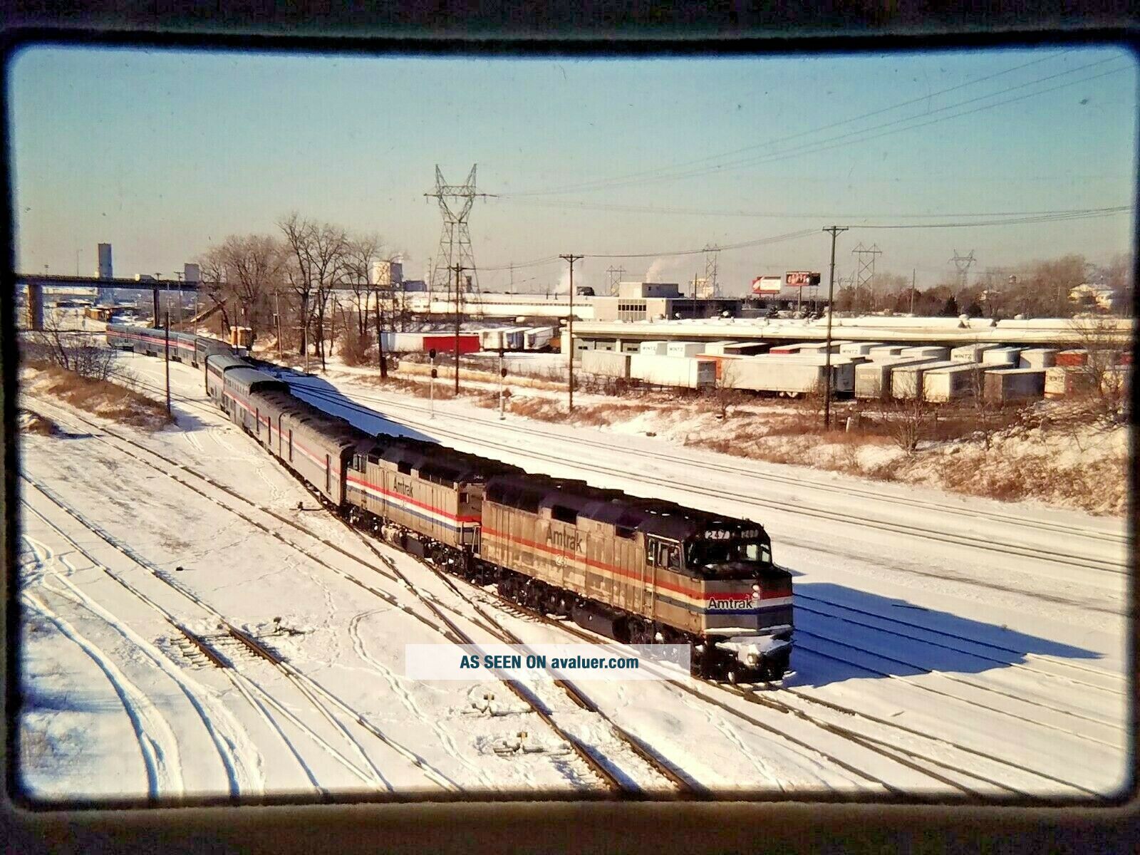 HE07 TRAIN SLIDE ENGINE AMT AMTRAK ST PAUL MN 247 WINTER SNOW | #4581208