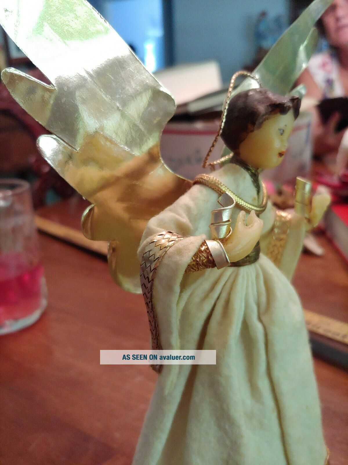 Vintage German Wax Angel Tree Topper 10 " Holding Candle Holders ...