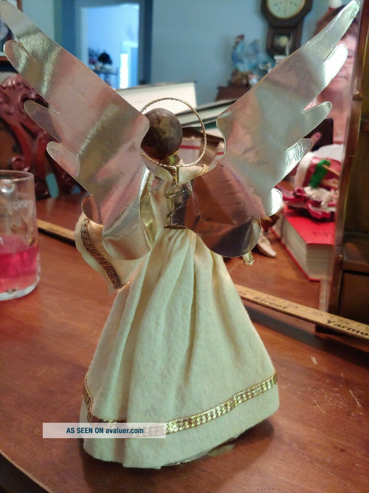 Vintage German Wax Angel Tree Topper 10 " Holding Candle Holders ...