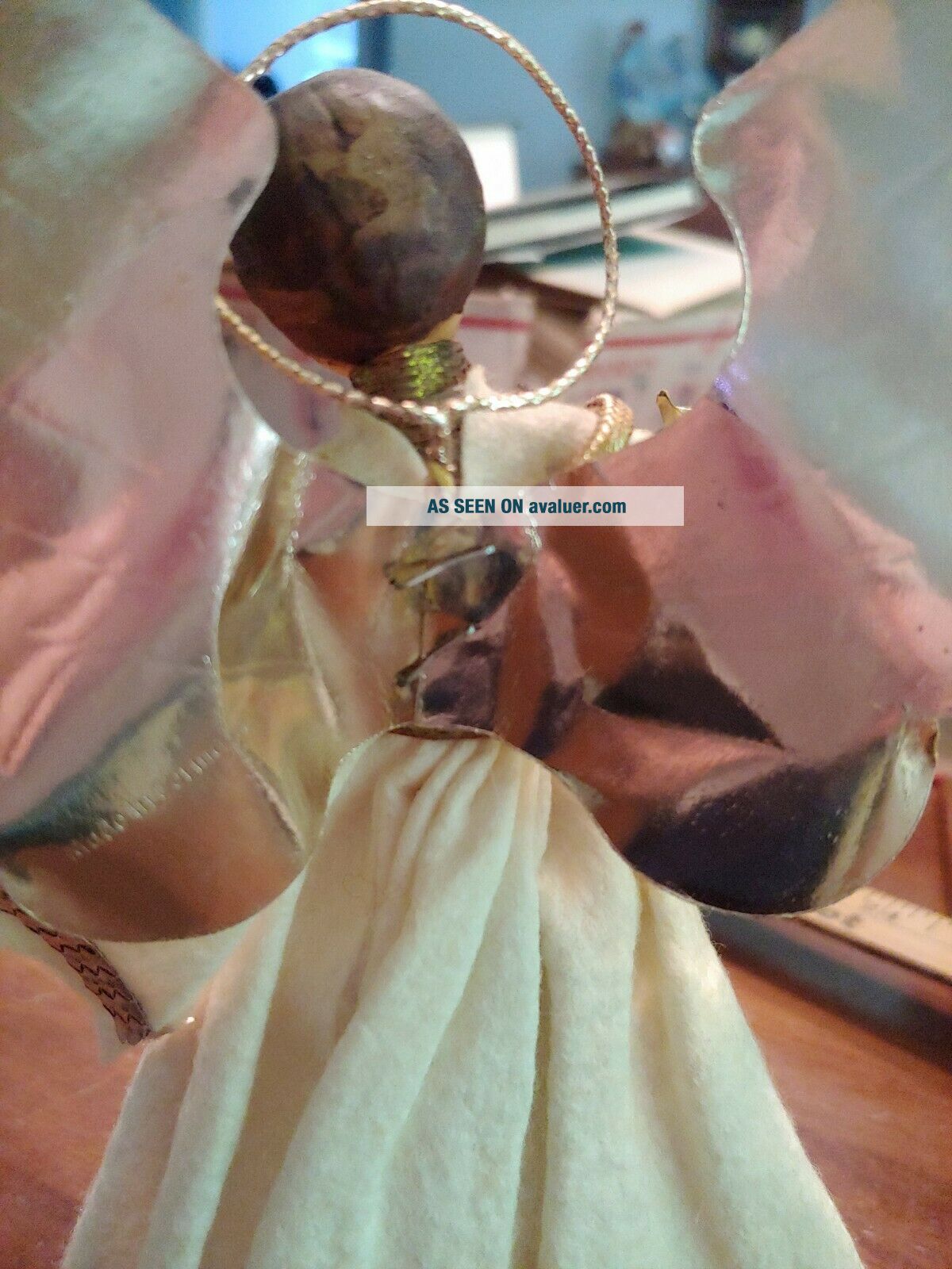 Vintage German Wax Angel Tree Topper 10 " Holding Candle Holders ...