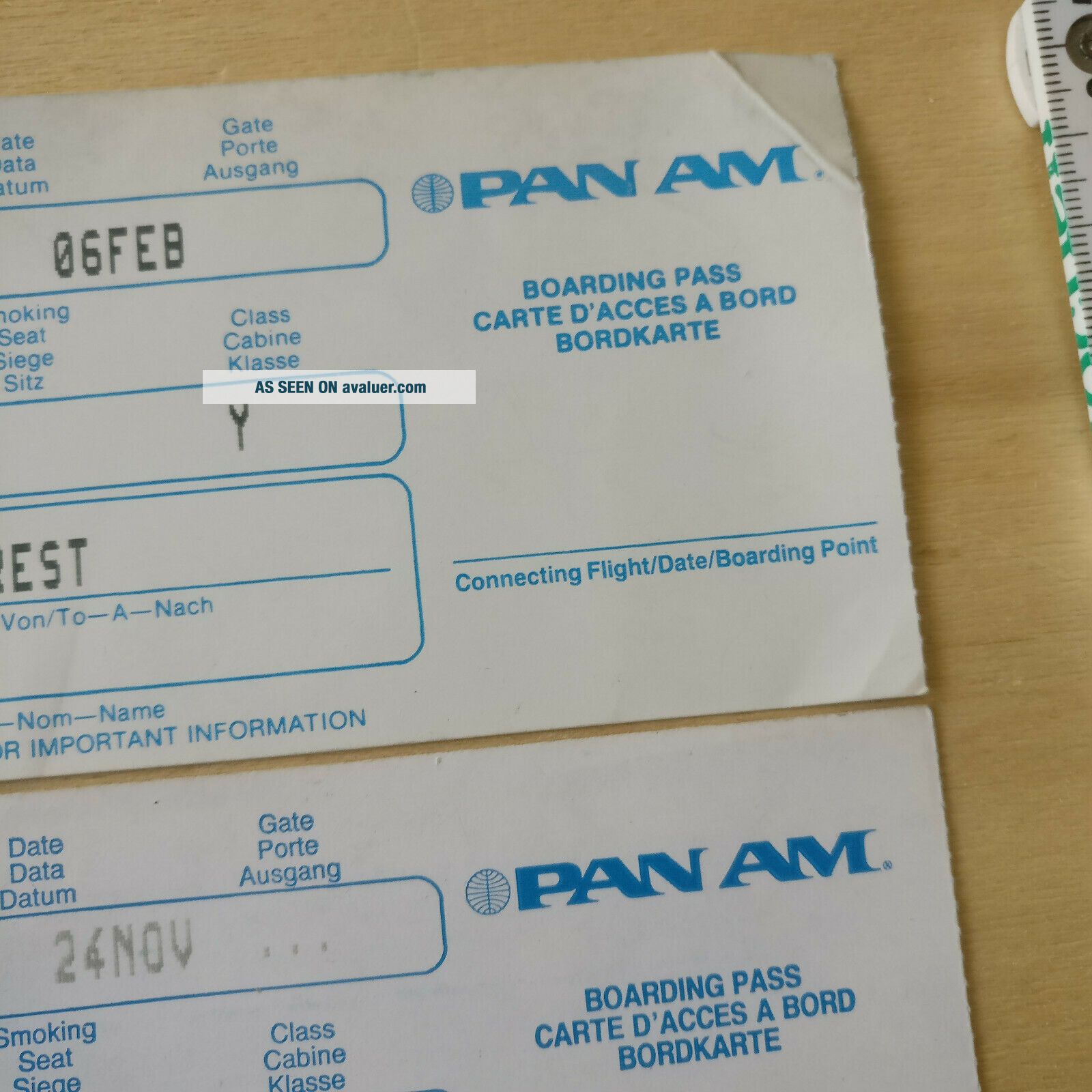 1960 ' S Pan Am 2 X Boarding Pass Bordkarte York JFK Bucharest ...