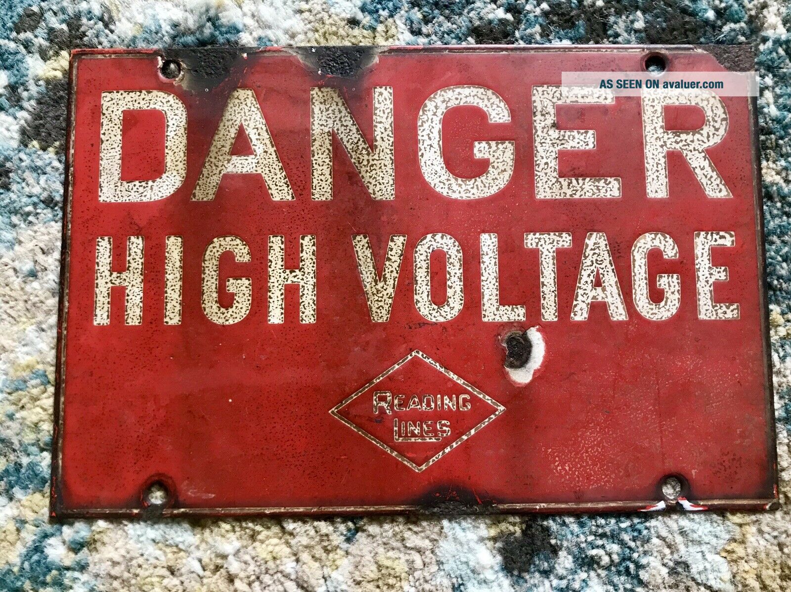 Reading Railroad Sign Porcelain Danger High Voltage RDG Co. Railroad ...