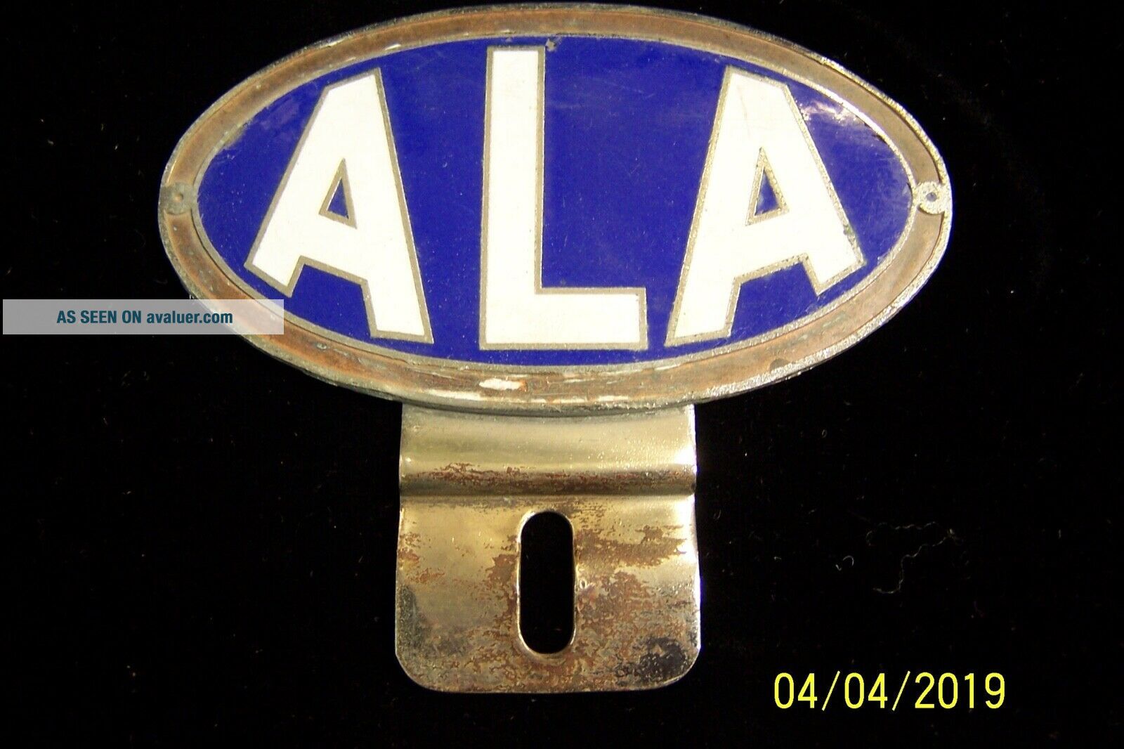 VINTAGE PORCELAIN AUTOMOBILE LICENSE PLATE TOPPER ALA EMBLEM | #4656777