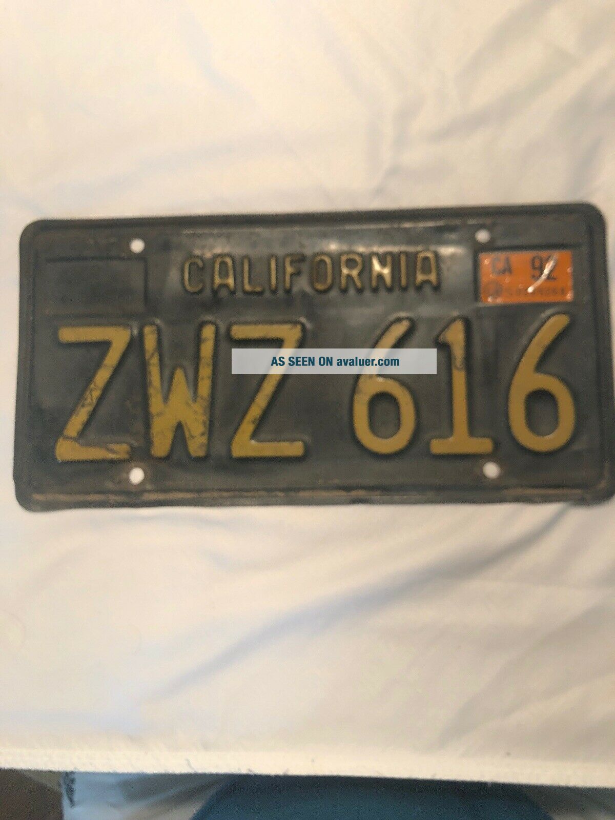 Vintage California Black And Yellow License Plate ZWZ616 | #4642990