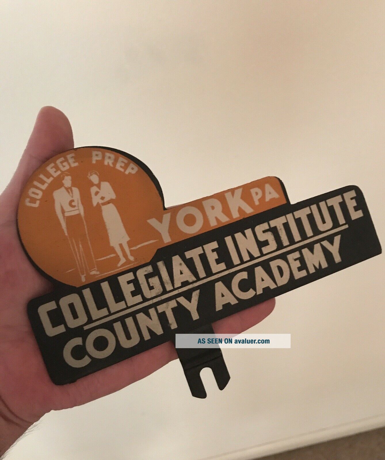 Vintage Metal License Plate Topper York Pa College Car Rare | #4719529