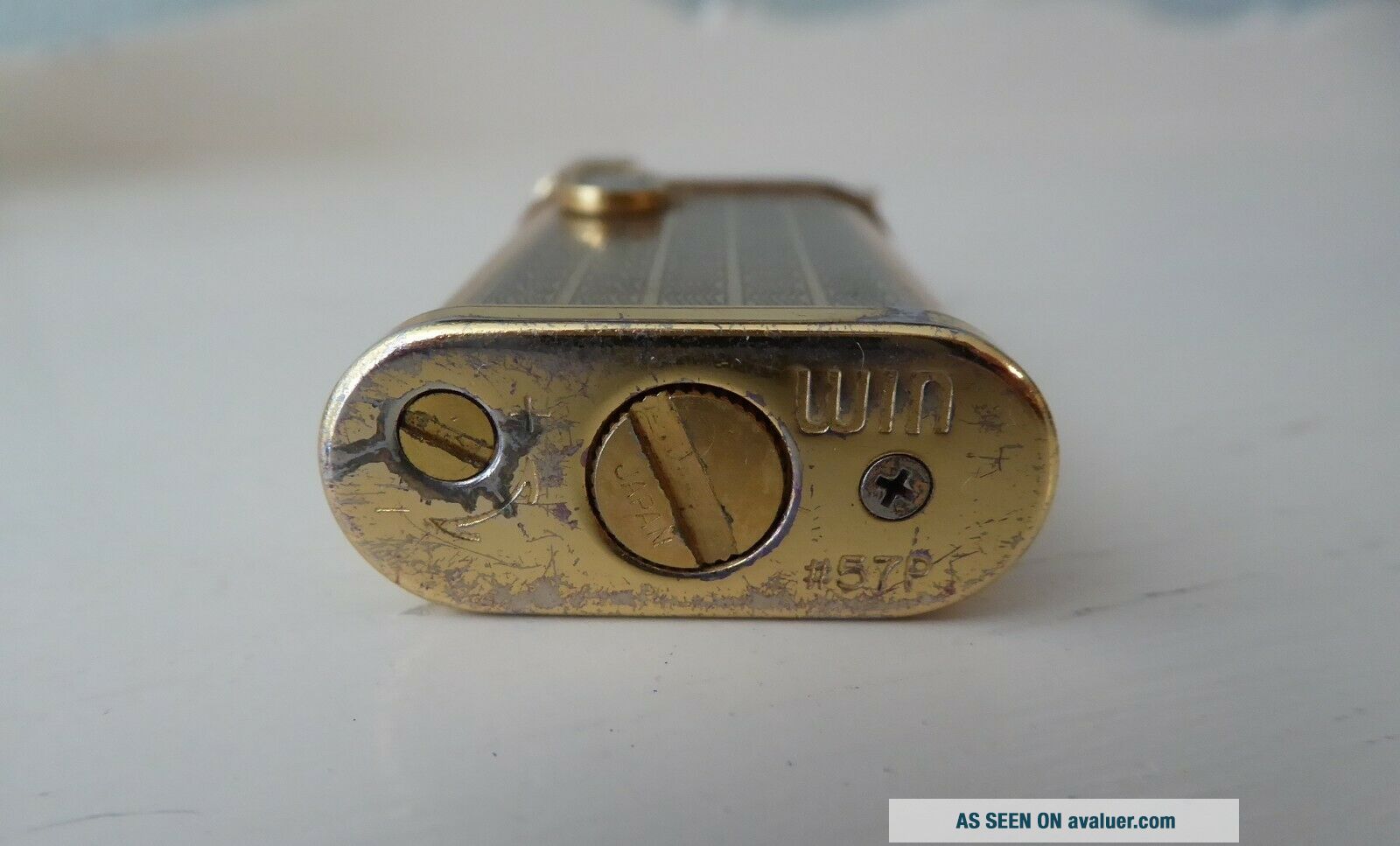 WIN Gold Butane Pipe Lighter With Lifter Arm Japan 57P ART DECO Cigar ...