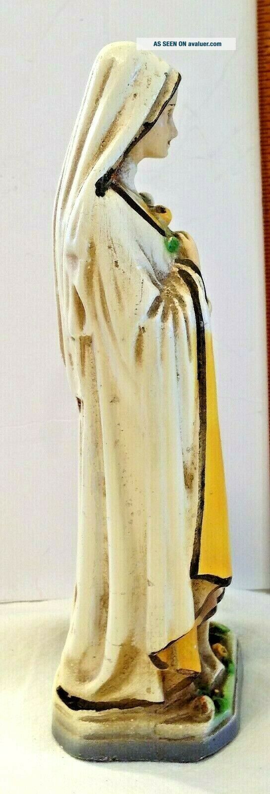 VINTAGE CHALKWARE SAINT THERESE STATUE RELIGIOUS CATHOLIC ICON YELLOW ...