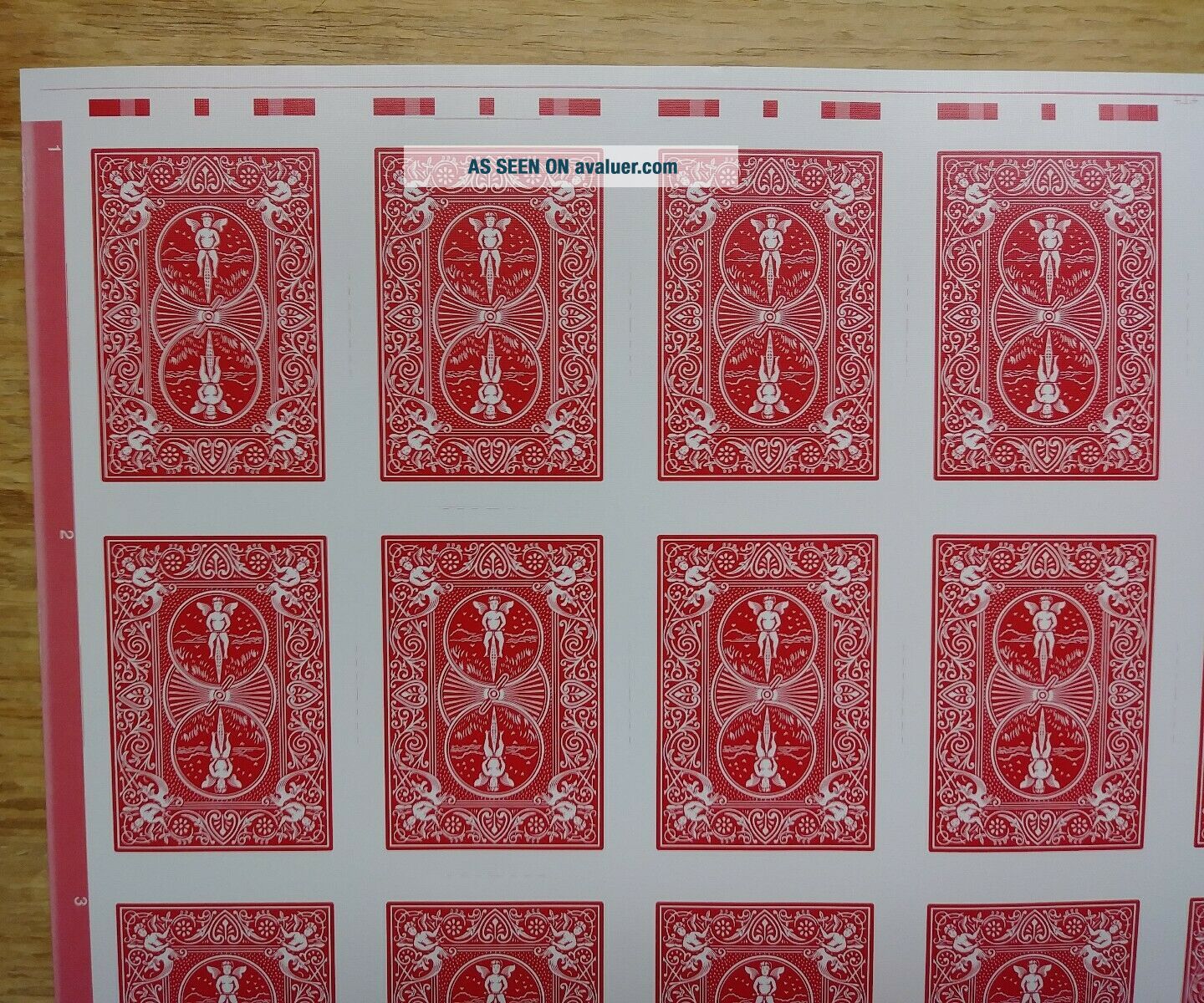Bicycle Playing Cards Uncut Sheet RARE LAST OF THE CINCINNATI OHIO ...