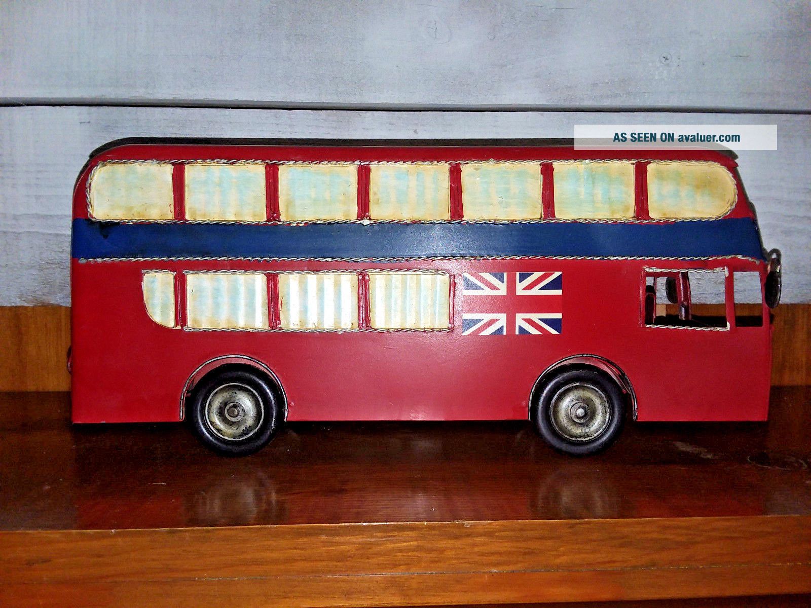 Double Decker Bus English London Red UK Union Jack Flag Britain Decor ...