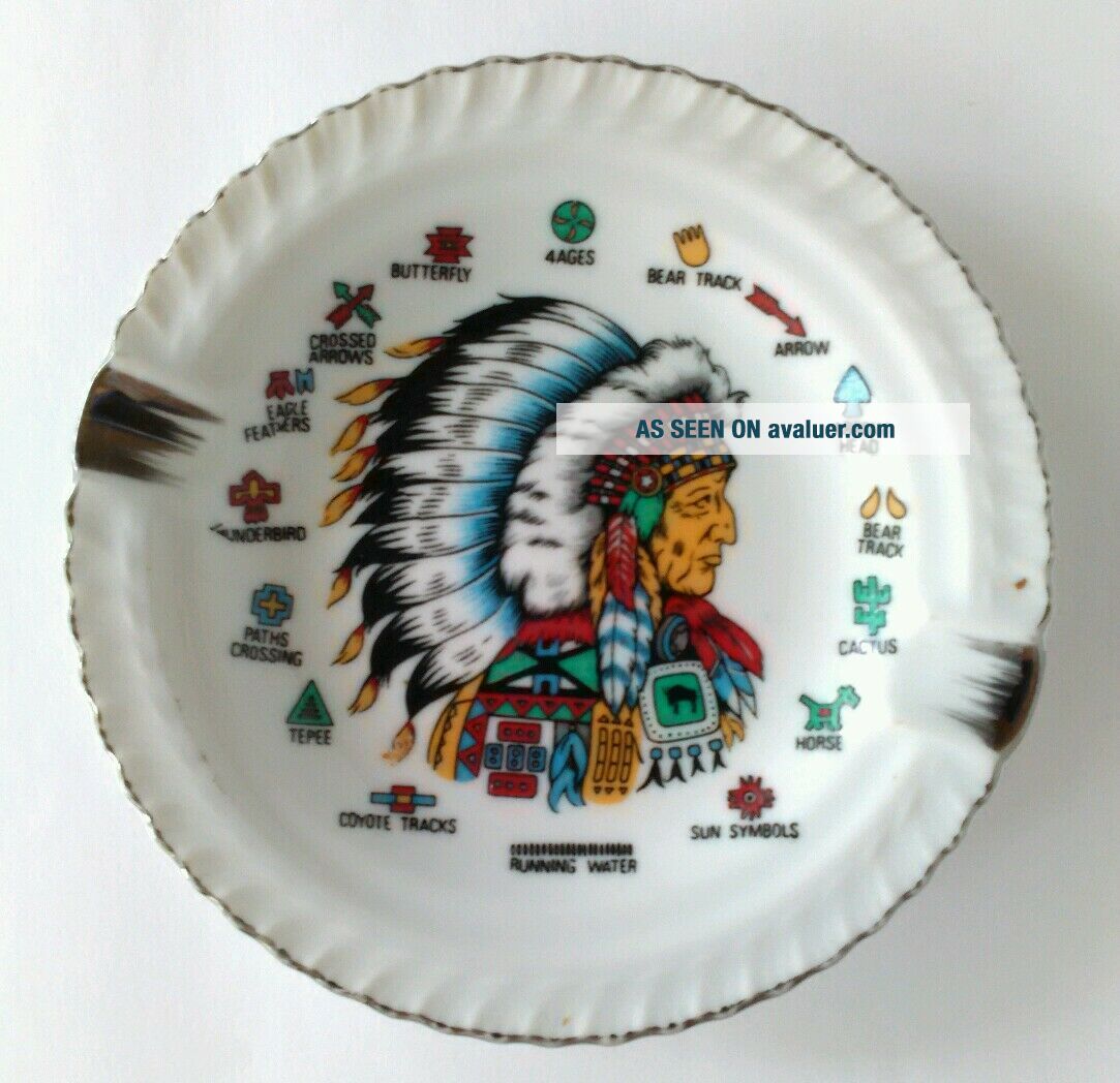 Vintage Native American Chief Indian Symbol Ashtray | #4770891