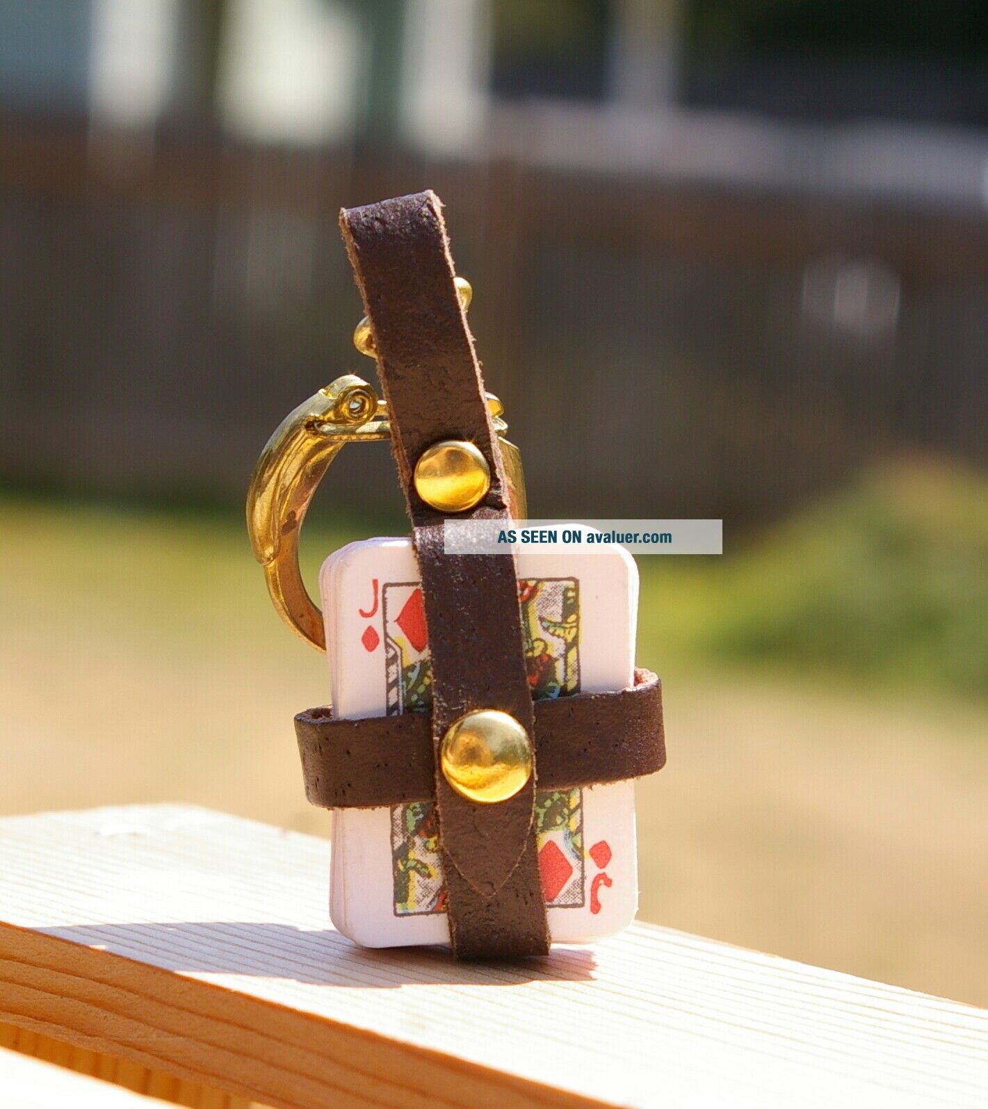 Vintage Novelty Mini Miniature Deck Of Cards With Leather Strap Holder ...