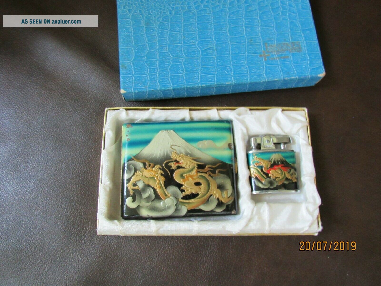 Vintage Enameled Cigarette Case And Lighter By Longines Of Tokyo | #4778579