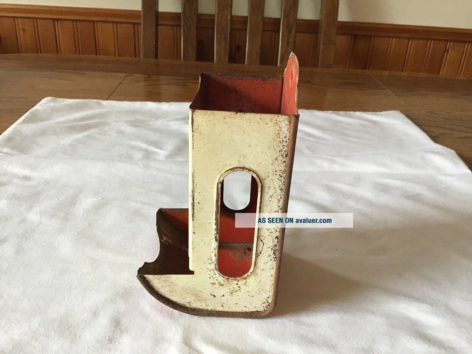 Vintage Red And White Tin Metal Wall Mount Match Box Holder | #4784649