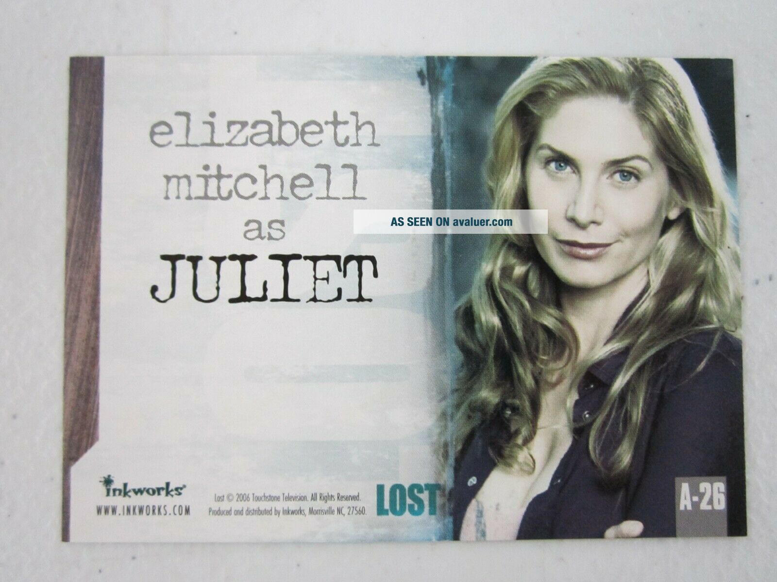 LOST TV SHOW INKWORKS AUTO AUTOGRAPH ELIZABETH MITCHELL AS JULIET ...