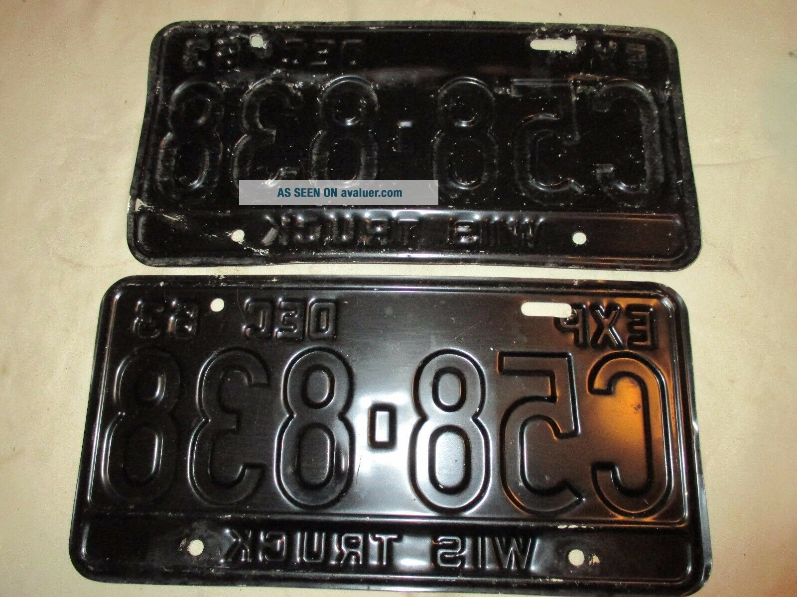 1963 WISCONSIN Truck License Plates, Paint C58 - 838 | #4837810