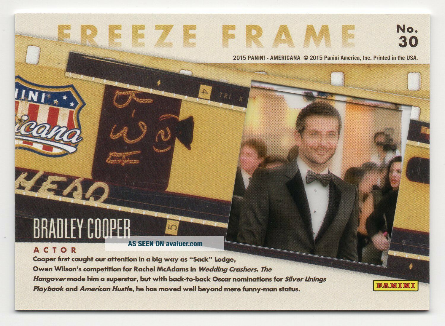 2015 Panini Americana FREEZE FRAME Trading Card Insert 30 / BRADLEY ...