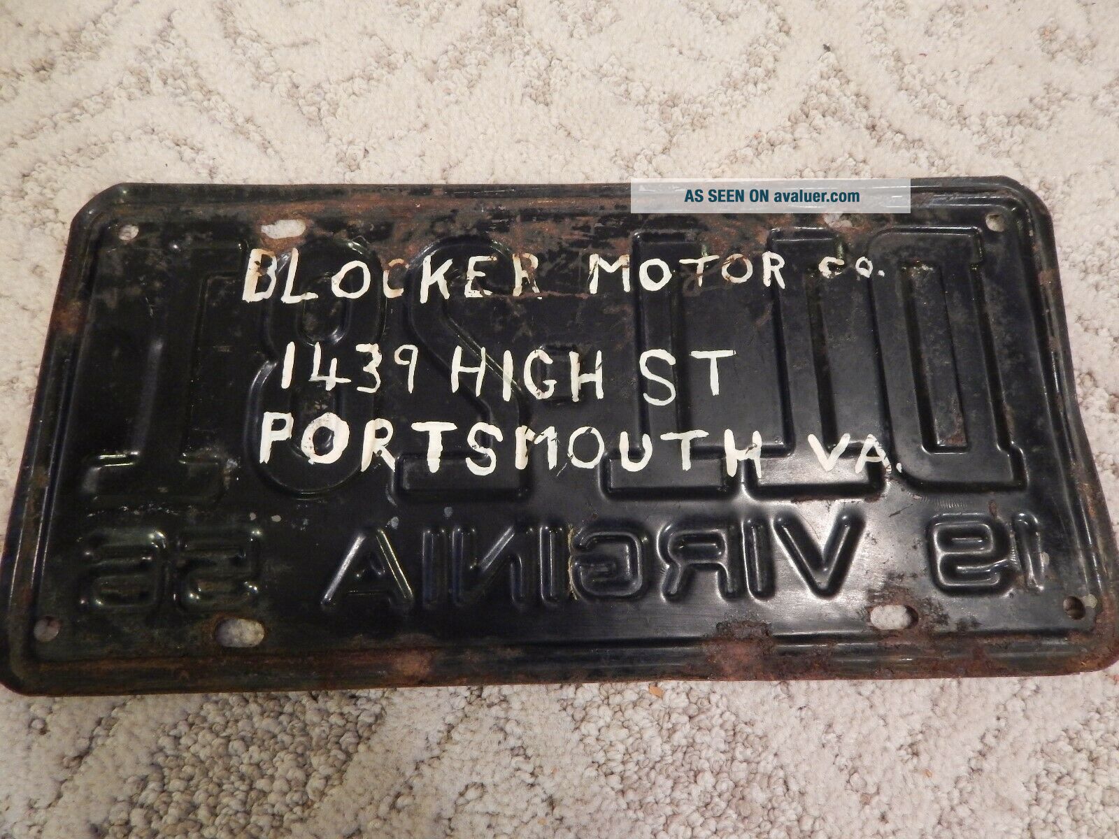 RARE VINTAGE 1956 VIRGINIA LICENSE PLATE PORTSMOUTH VA | #4842025