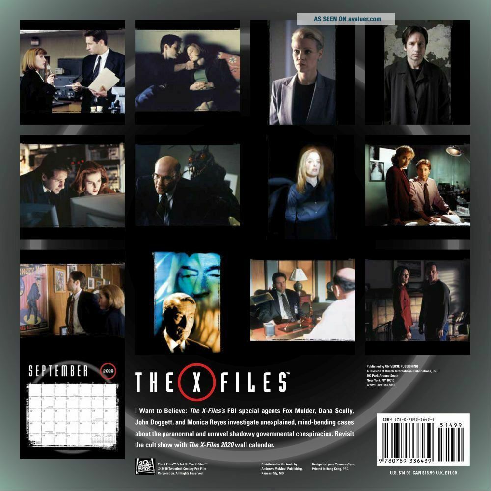 The X - Files TV Series 12 Month 2020 Photo Images Wall Calendar | #4878186
