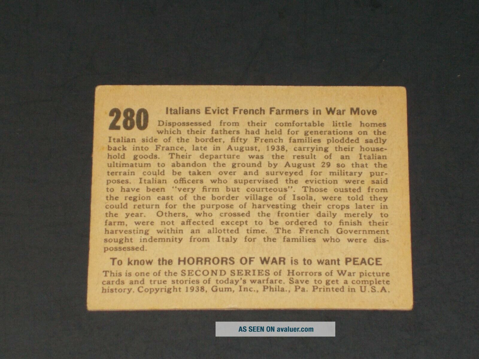Horrors Of War, Gum Inc (R69) 280, EXTREMELY CARD HIGH NUMBER | #4820934