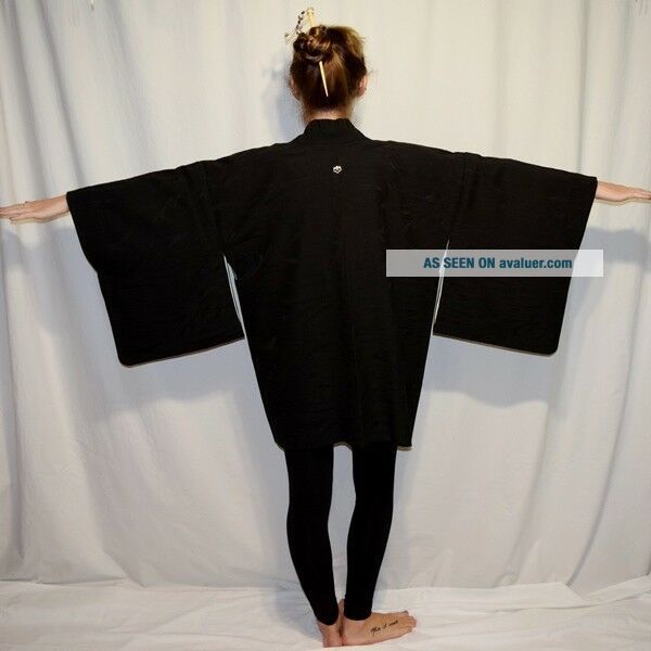 Black Haori Jacket Vintage Japanese Kimono Jacket Woman ' S " Black ...