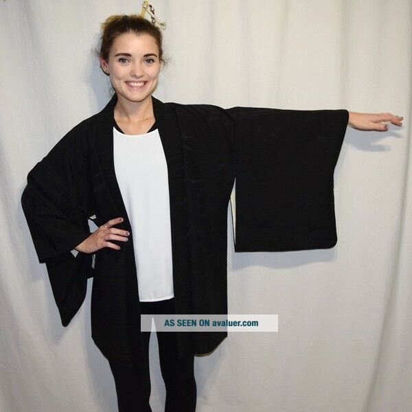 Black Haori Jacket Vintage Japanese Kimono Jacket Woman ' S " Black ...