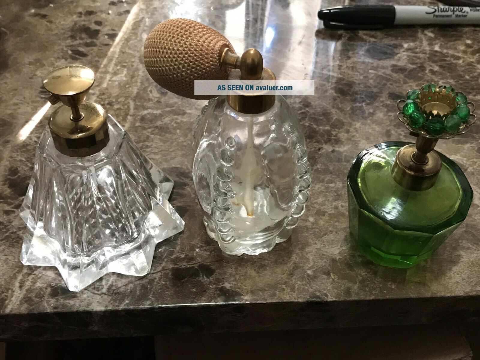 Vintage Glass Clear Perfume Spray Bottles Atomizer Short Pump | #4893210