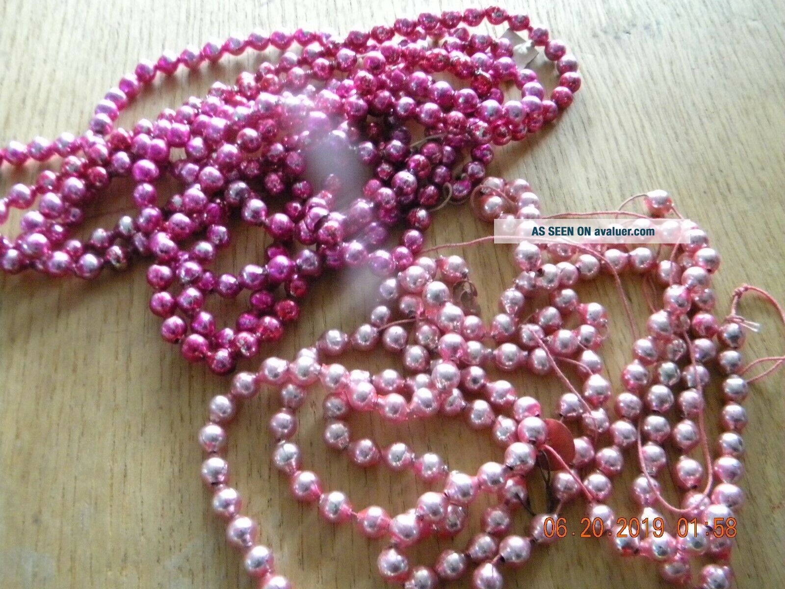 VINTAGE SHADES OF PINK MERCURY GLASS CHRISTMAS GARLANDS - 1 | #4988171