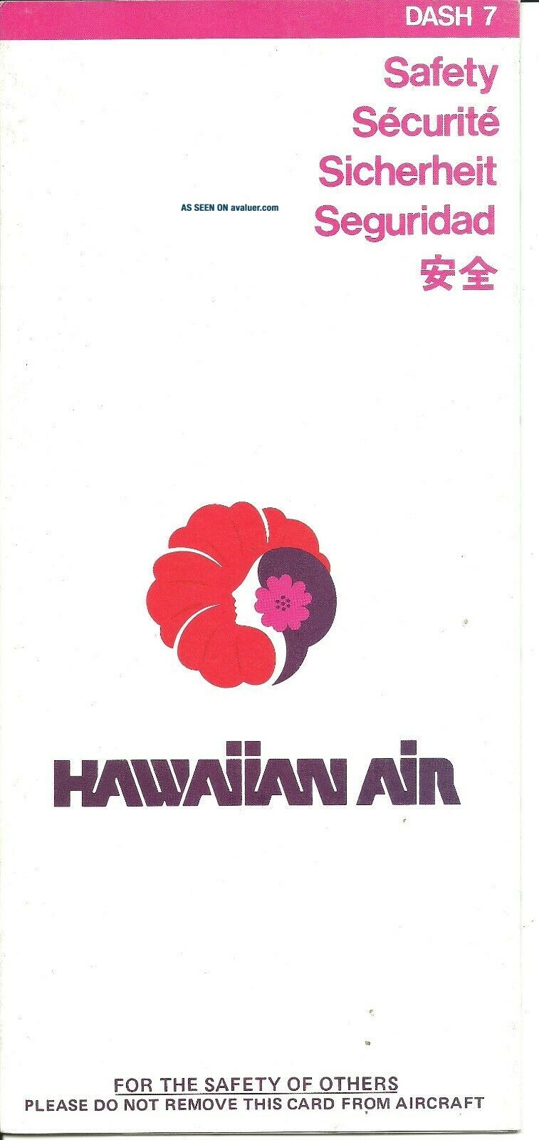 RARE Hawaiian Air DASH 7 Safety Card | #4797275
