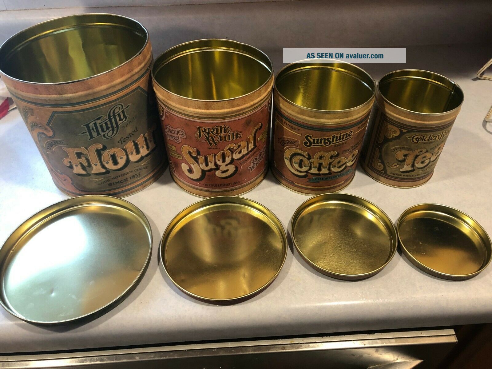 Vintage Ballonoff Tin Canister Set 4 1970s Flour Sugar Coffee Tea ...