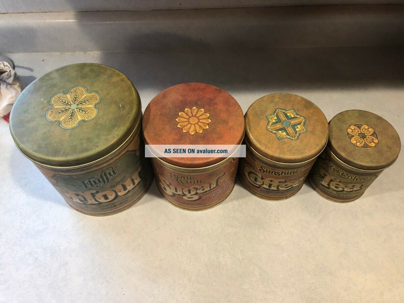 Vintage Ballonoff Tin Canister Set 4 1970s Flour Sugar Coffee Tea ...