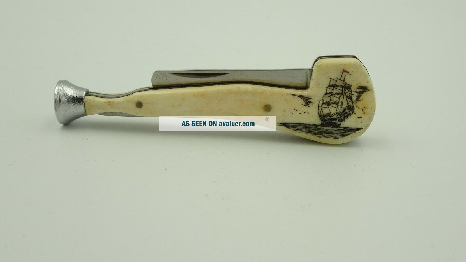 Vintage National Blade Bone Scrimshaw Pipe Tamper Tool | #4959104
