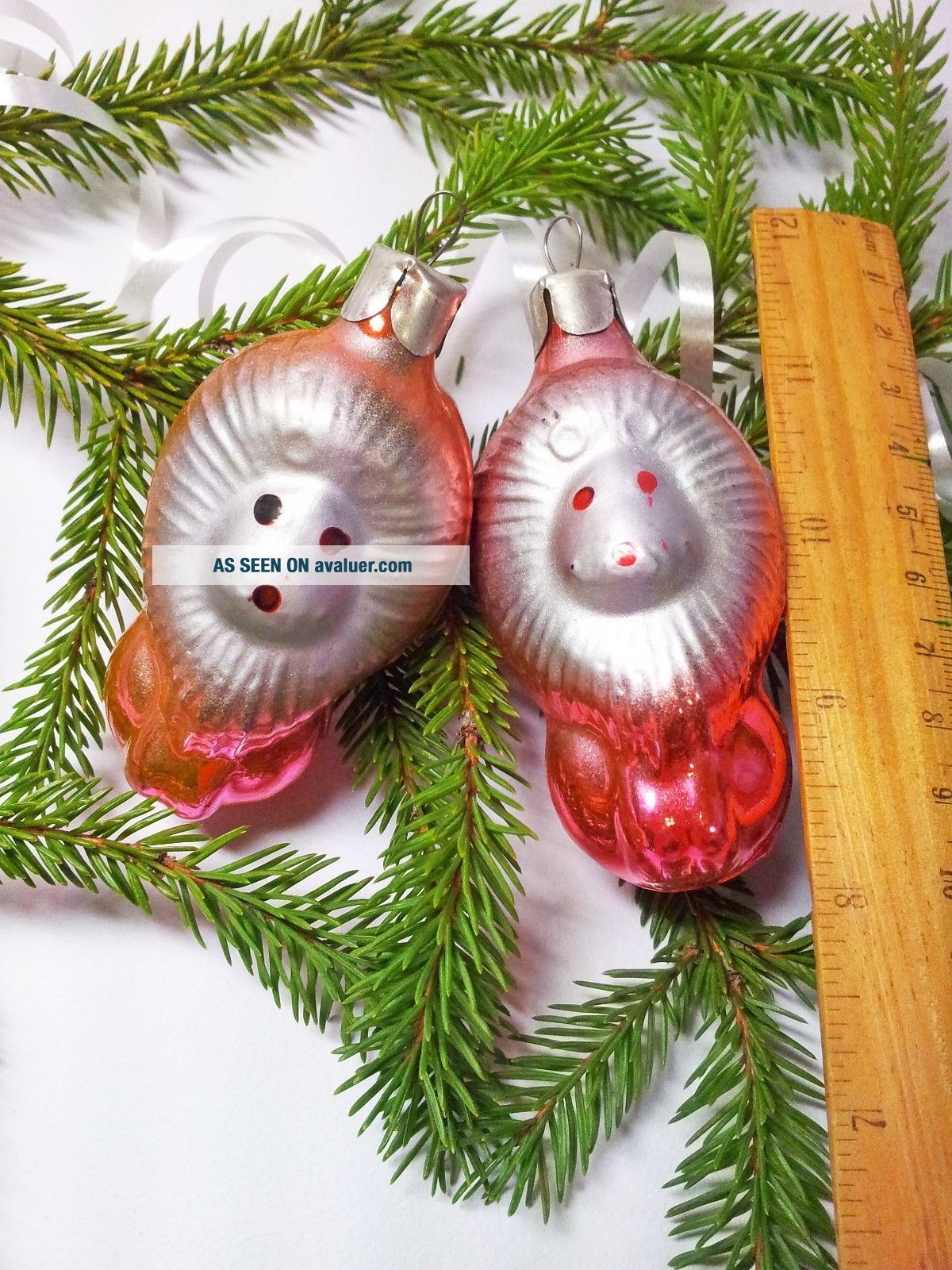 Vintage Russian USSR Glass Ornaments 2 Lions Christmas Year Tree ...