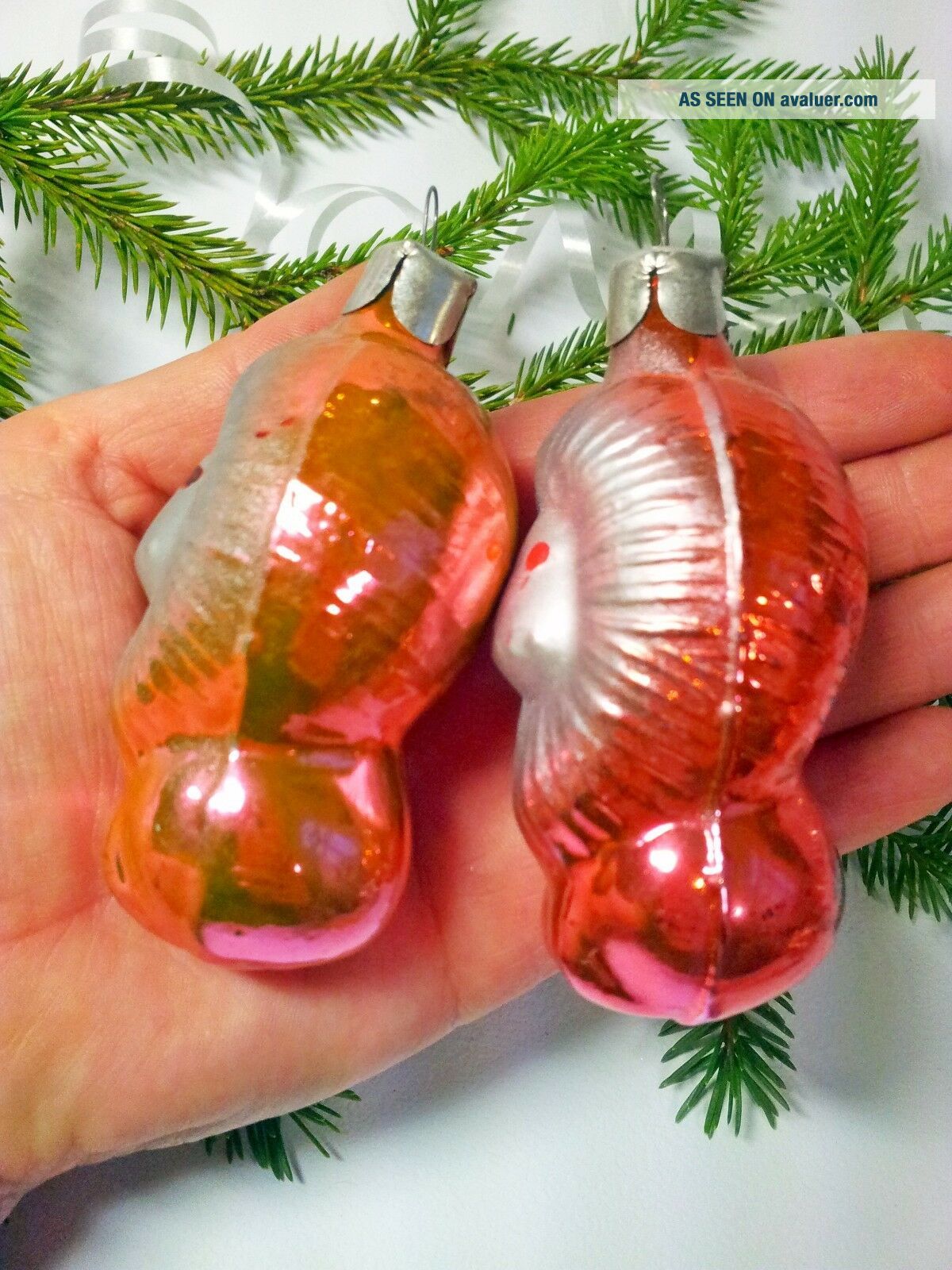Vintage Russian USSR Glass Ornaments 2 Lions Christmas Year Tree ...