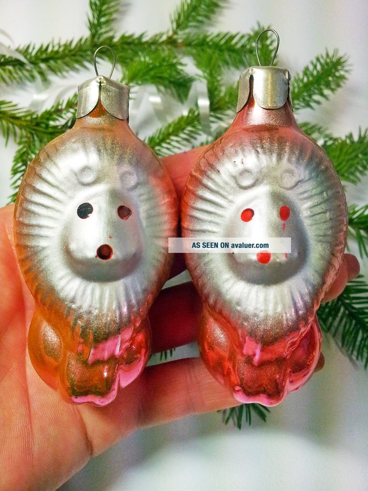 Vintage Russian USSR Glass Ornaments 2 Lions Christmas Year Tree ...