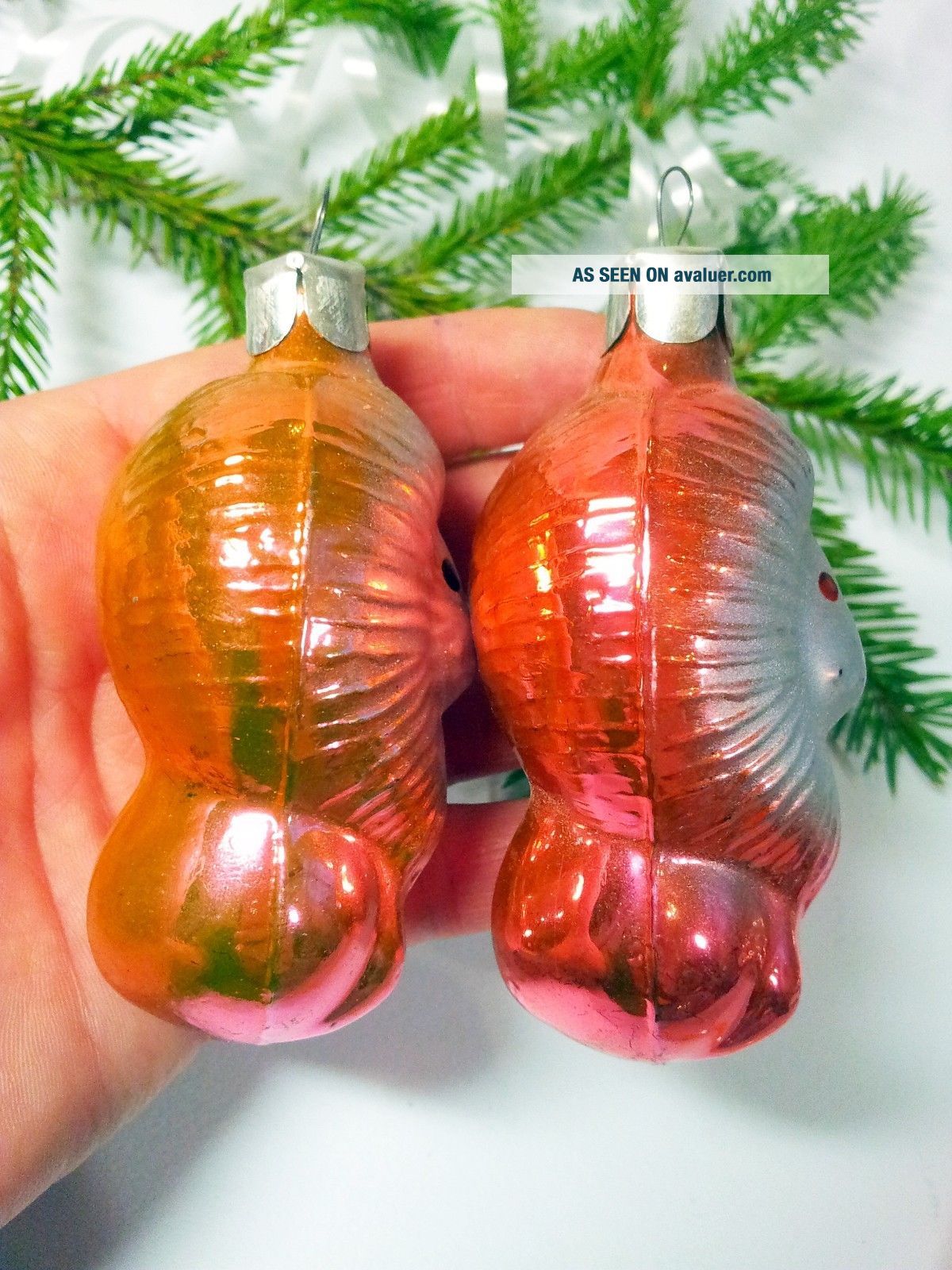 Vintage Russian USSR Glass Ornaments 2 Lions Christmas Year Tree ...