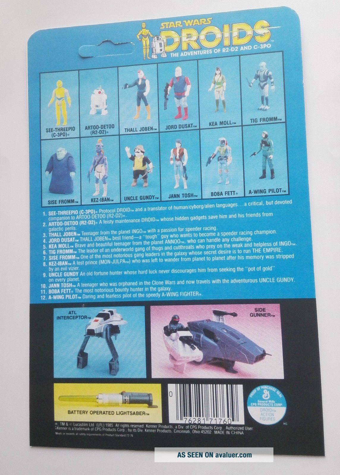 VINTAGE KENNER 1985 DROIDS CARTOON SERIES BOBA FETT CUSTOM CARD BACK ...