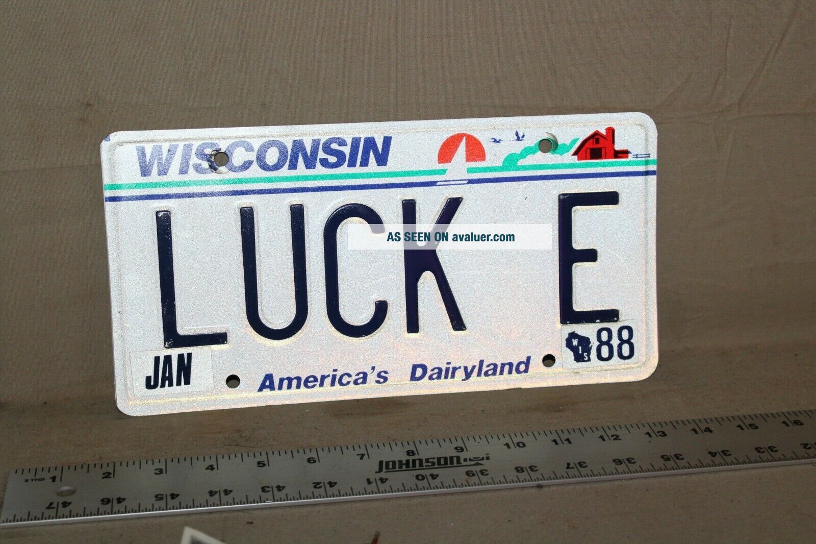 RARE WISCONSIN LUCKE VANITY EMBOSSED METAL LICENSE PLATE SIGN GAS OIL ...