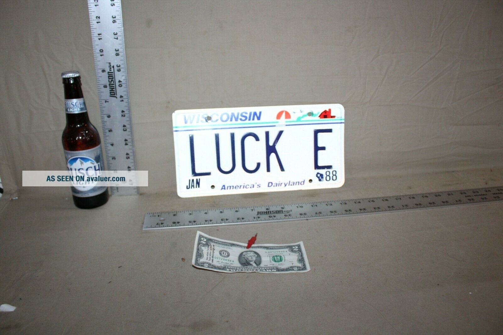 RARE WISCONSIN LUCKE VANITY EMBOSSED METAL LICENSE PLATE SIGN GAS OIL ...